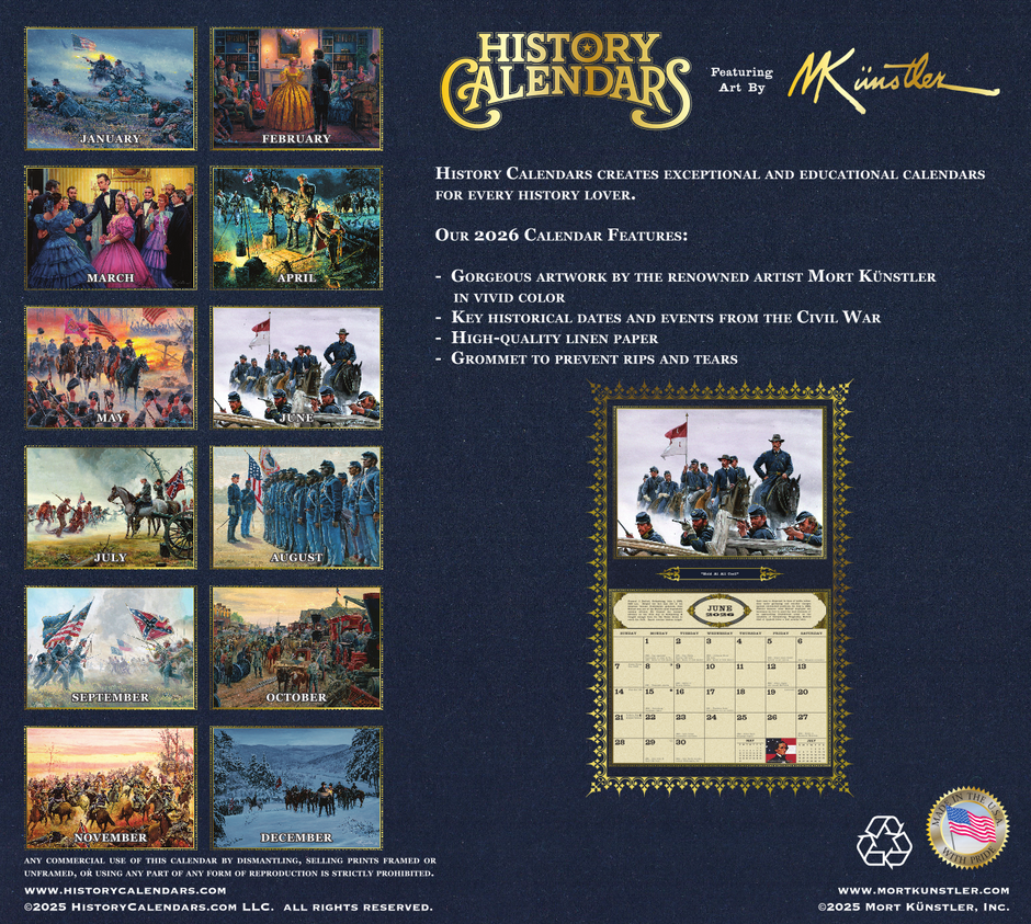 All Mort Künstler Civil War Calendars – HistoryCalendars.com
